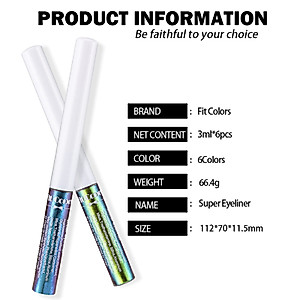 Chameleon Eyeliner Pen 6pcs Multichrome Set, Glitter Metallic Waterproof liquid Eyeliner, Intense Color Blue Purple Shifting Colorful Multi-Reflective Eyeliner, Smudge-proof, Ultra-Fine Tip