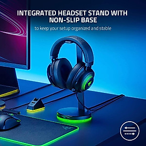 Razer Base Station V2 Chroma - Chroma Enabled Headset Stand with 3.1 USB Hub and 7.1 Surround Sound (2 USB 3.1 Ports, Intergrated Headset Stand, Non-Slip Base, Chroma RGB) Black