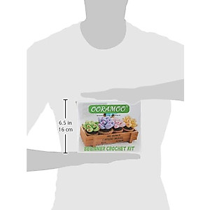 OORAMOO Crochet Kit for Beginners - 4Pcs Succulents, Beginner Crochet Starter Kit for Complete Beginners Adults, Crocheting Knitting Kit with Step-by-Step Video Tutorials
