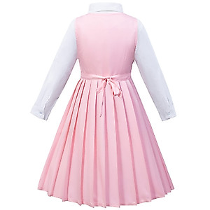 Classic Japanese School Girls Sailor Suit Dress Shirt Skirt JK Kawaii Anime Bunny Ears Cosplay Costumes Socks Bow Set Pink L