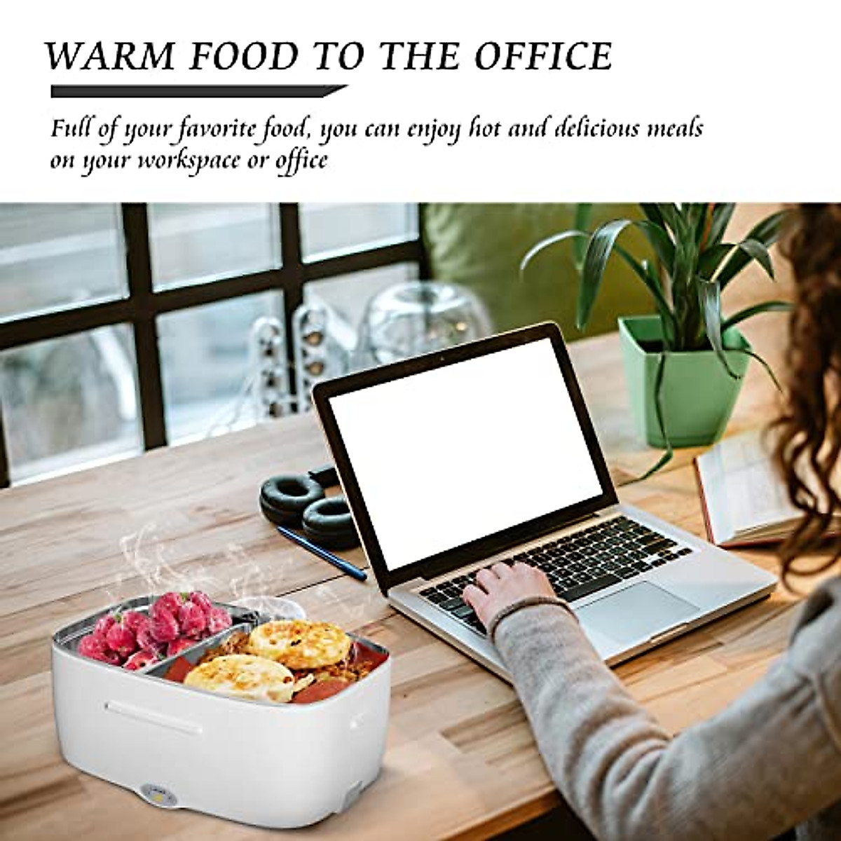 Ablink Electric Lunch Box Food Heater, Heated Lunch Box for Adults, 3 in 1 Electric Heating Lunch Box with Removable Stainless Steel Food Container for Car Track Home 110V & 12V & 24V(Grey)