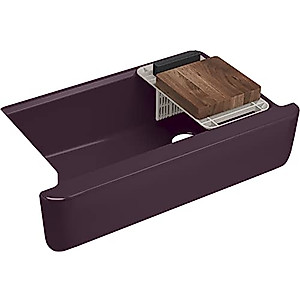 Kohler K-28874-0 Kohler K-28874 Tempered 35-5/8" x 21-5/16" x 9" Undermount Single-Bowl Farmhouse Workstation Kitchen Sink with Tall Apron