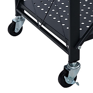 Organize It All Foldable Metal Rack with Wheels | Dimensions: 27.875"x 13.25"x 63.28"| 5 Tier | Holds Maximum 440 Pounds | Home Organization | Black