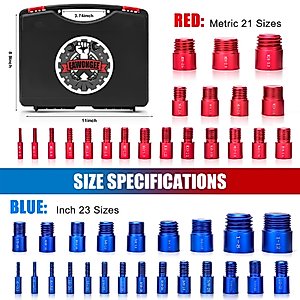 Nut and Bolt Thread Checker (Red & Blue) Nut and Bolt Size Gauge- 23 Inch & 21 Metric New Individually Assembled Thread Gauge Suitable for Detecting Fixed Bolts or Threaded Holes in Enclosed Areas
