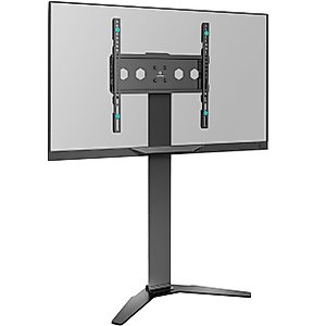 ONKRON Swivel Floor TV Stand Tempered Glass for 30" - 60" TV & Screen, Minimalist TV Stand Floor Standing up to 90 lbs, Bedroom TV Stand Adjustable Height Max VESA 400x400/TV Stand (26-65" / 77 lbs)
