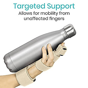 Vive Trigger Finger Splint - Full Hand and Wrist Brace Support - Adjustable Locking Straightener - Straightening Immobilizer Treatment For Sprains, Mallet Injury, Arthritis, Tendonitis (Beige)
