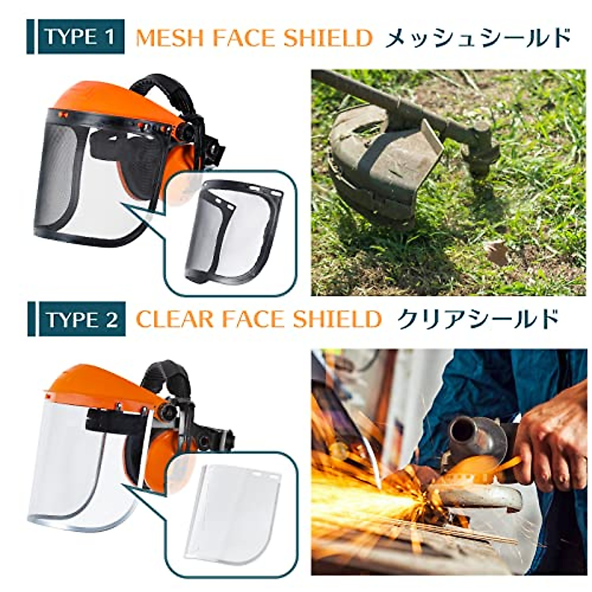 GUARDLEAD Safety Face Shield with Hearing Protection Combo, Come with Mesh & Clear Visor for Grinding Woodworking