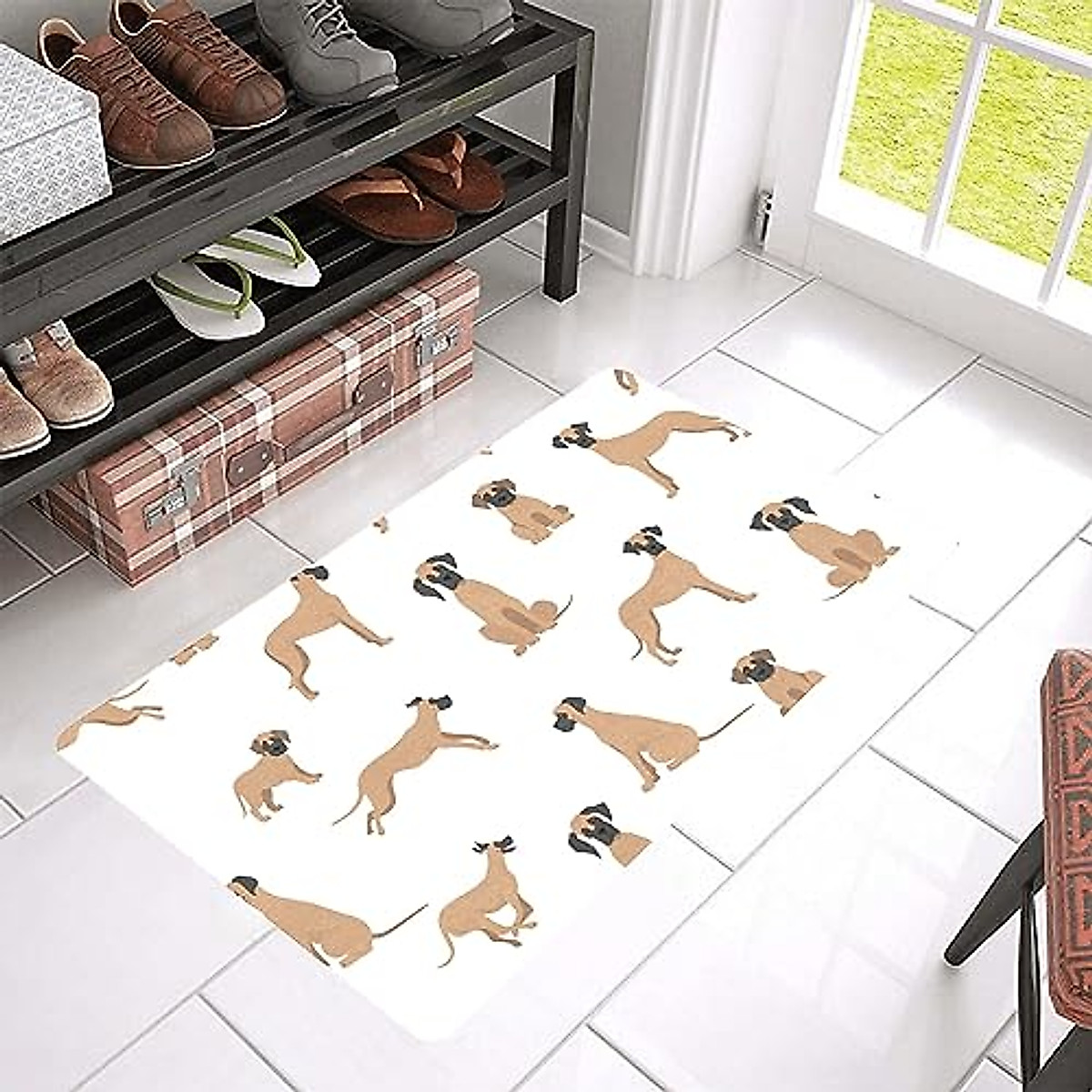 susiyo Doormat 30"x18" Great Dane Dog Pattern Non-Slip Indoor Entryway Door Mat (Rubber Backing)