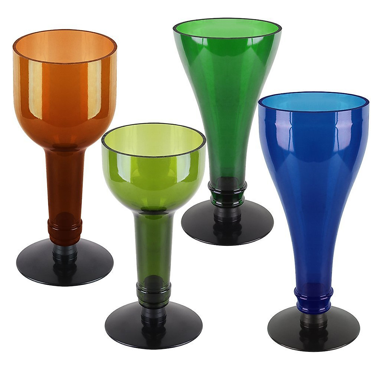 Walfront 6Pcs Bottle Top Stem, 3.15 x 3.15 x 1.57 Glass Beer Bottles Top Holder for Crafts,Wine Bottles Top Stems Base Stand Rubber(Black)