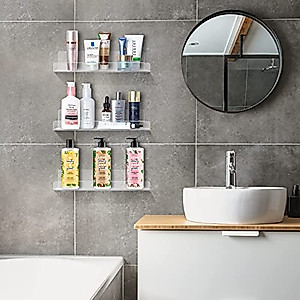 Dezzer Acrylic Floating Shelves, 6 Pack 15" Invisible Shelf Wall Ledge Bookshelf Bedroom Bathroom Kitchen Shelves Book Toys Funko Pop Figures Display Shelves, Clear