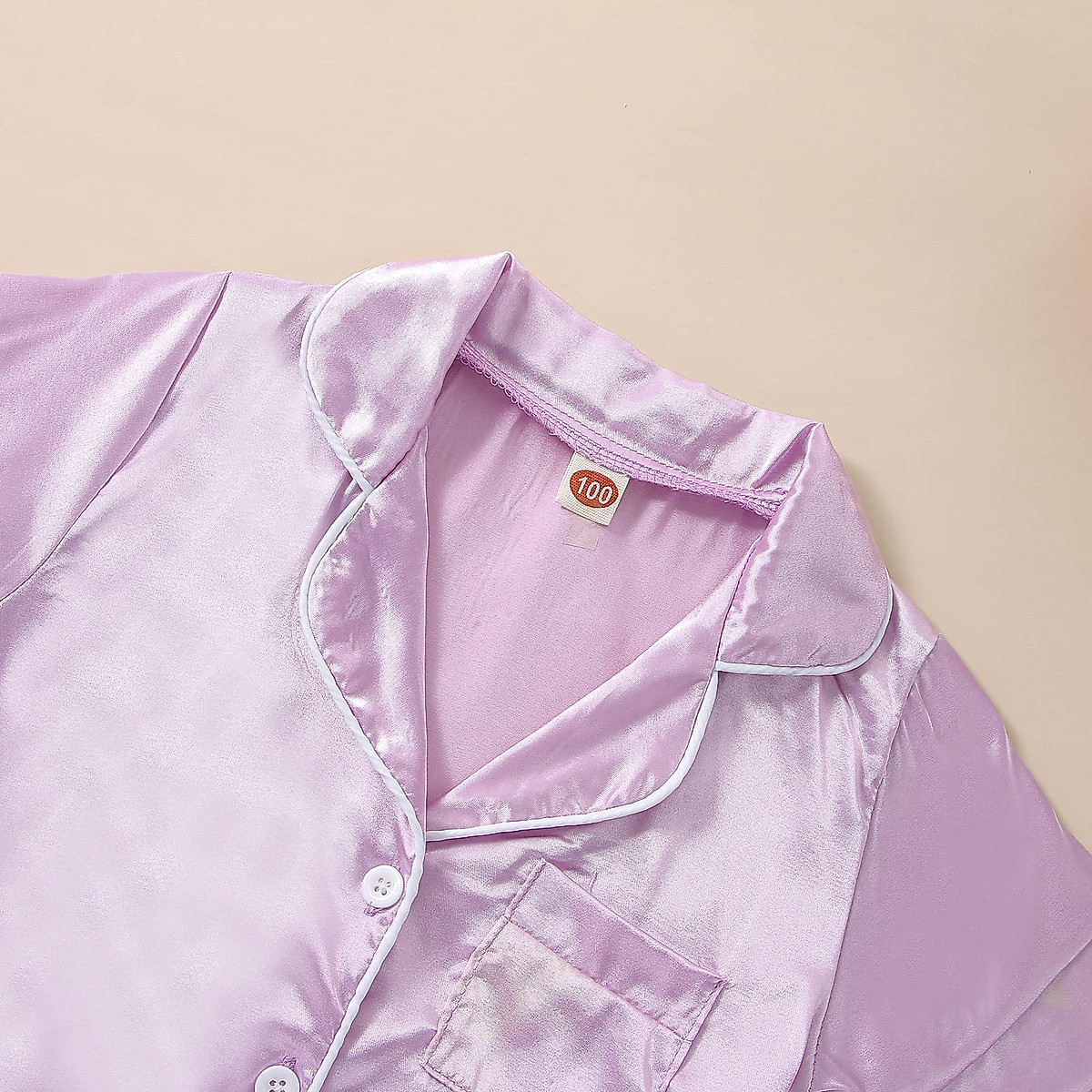 One opening Boy Girl Baby Pajamas Satin Toddler Pajamas Button Down Sleep Suit Kids Pajamas Set Boys Pajamas Girls Pjs (A-Purple, 6-12 Months)