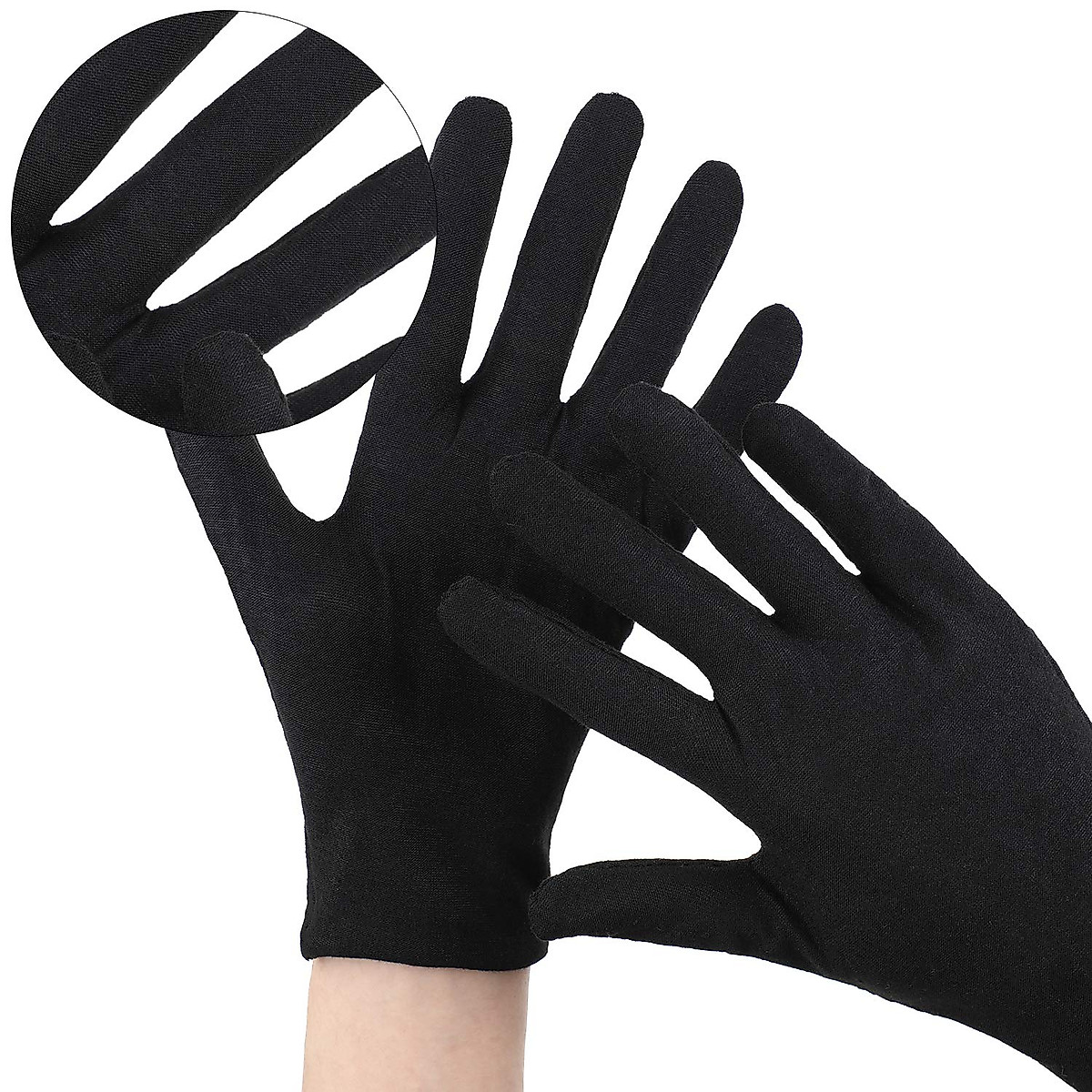 SATINIOR 24 Pairs Black Cotton Gloves Stretchy Work Gloves Reusable Soft Mitten for Men Women Working Handling Jewelry Doing House Work