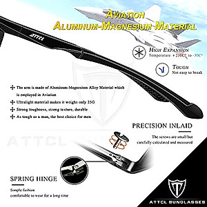 ATTCL Polarized UV Protection Sports Fishing Driving Sunglasses for Men Al-Mg Metal Frame Ultra Light 8585 Black