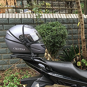 2 PCS Universal Motorcycle Helmet Luggage Rope 60cm Motorcycle Bungee Cord Bandage Retractable Elastic Strap with 2 Hooks, Black