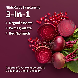 Snap Supplements USDA Organic Beet Root Powder, 3-in-1 Nitric Oxide Supplement, Support Healthy Blood Circulation, 250g (Apple)
