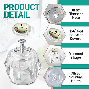 2Pcs Faucet Handle for Delta RP2391 - Single Clear Knob Handle Kit with Offset Hole for Shower/Tub, 2-1/2" x 2-1/8" Shower Knob Replacement for Delta Faucet RP2391 with Set Screw