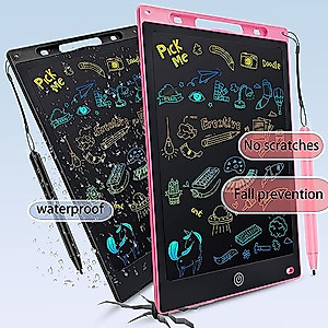 LCD Writing Tablet 2 Packs Toddler Toys, 12 Inch Doodle Board Drawing Pad Gifts for Kids Games, Erasable Colorful Drawing Board Toy Christmas Birthday Gift for 2 3 4 5 6 7 Years Old, Pink Black