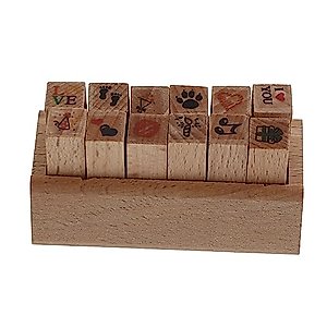 EXCEART Kids Toys 12pcs Wooden Seal Country Decor Hand Account Stamp Journal Stamps DIY Stamp Small Scrapbook Stamp Craft Making Stamp Vintage Stamp Love Crafts Antique Paint Vintage Decor