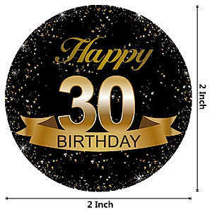 Fedyufook Black and Gold 30th Birthday Party Favor Stickers - 2 Inches - 50 Labels Black,gold