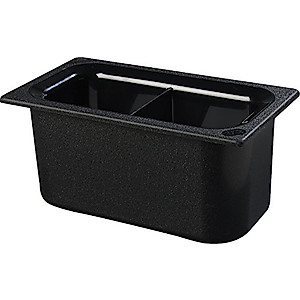 Carlisle FoodService Products CM110303 Coldmaster ABS Third-Size Divided Food Pan, 3.40 qt. Capacity, 12.68" x 6.89" x 6.01", Black