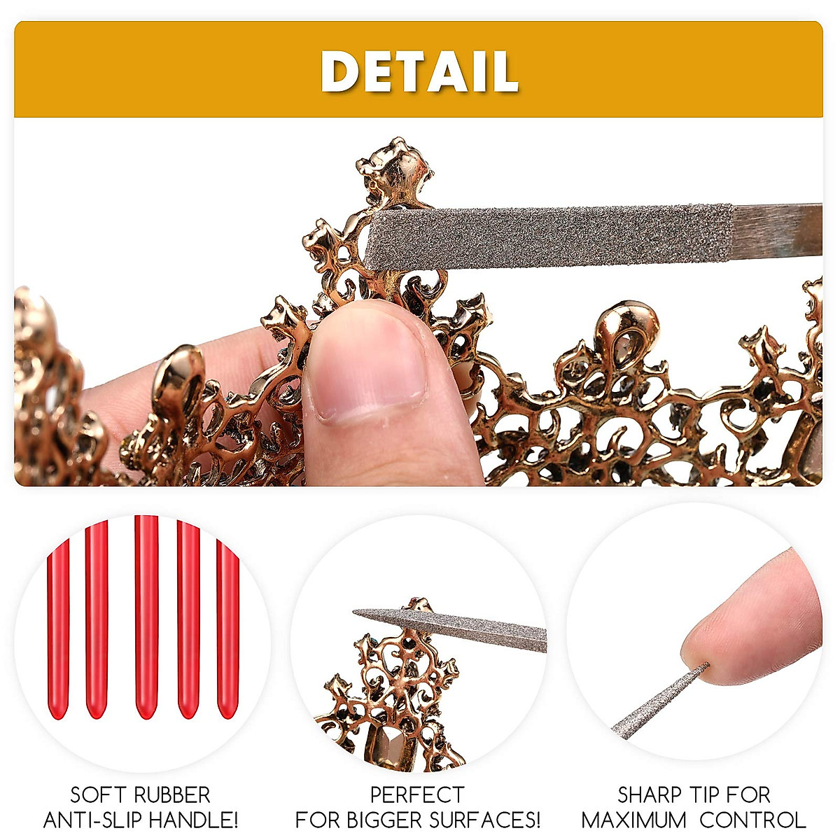 Miniature and Model Files, Includes Diamond File Set (Round, Flat and Triangular, 9 Piece)