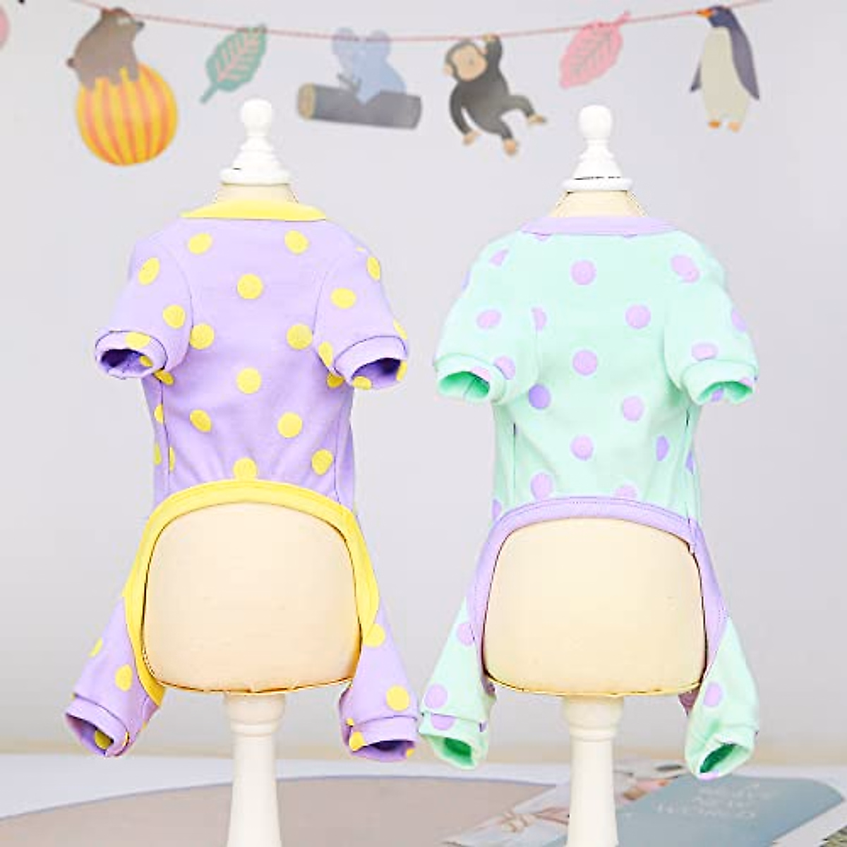 2 Pieces Dog Pajamas Dot Patterns for Puppy Clothes Holiday Festival Party Dogs Costumes Doggie Shirts Cat Outfits Dog Sweatshirt for Small Dogs Cats Boy Girl Clothes