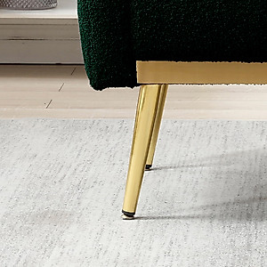 Penifun Teddy Accent Modern Side Gold Legs & Waist Pillow, Single Sofa Couch Armchair Reading Chairs for Living Waiting Room Bedroom Green