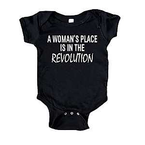 Sunray Clothing A Women's Place Is In The Revolution Baby Girl Feminist Onesie (Newborn, Grey)