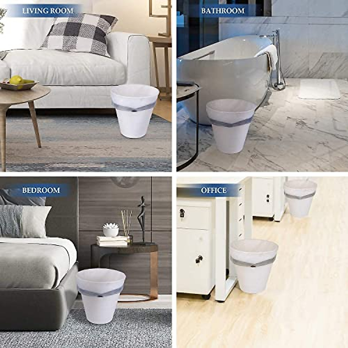 YIHATA Small Trash Bags 4 Gallon Trash Bag Bathroom Trash Bags - Custom Fit Drawstring Small Trash Can Bags for Bathroom, Kitchen, Bedroom, Office, 45 Count (Upgraded - Easy to Separate)