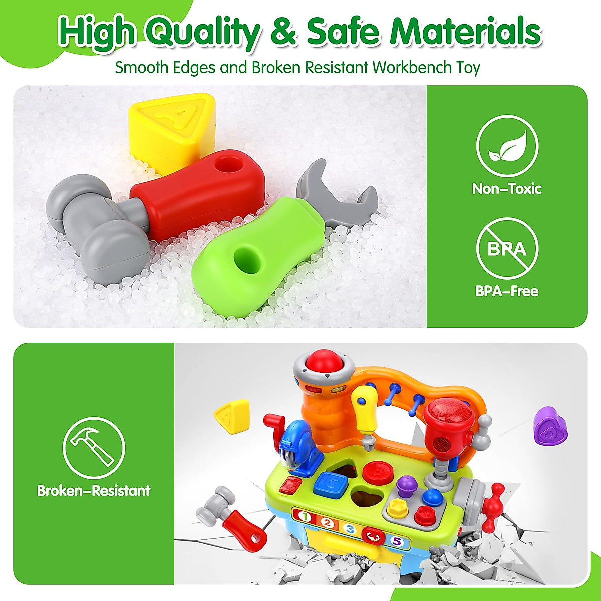 Toys for 1 Year Old Boy, Musical Learning Workbench for Toddler Toys Age 1-2, Baby Toys 12-18 Months Birthday Gifts for 1 Year Old Boy Toys, Sound Lights Engineer Pretend Play Early Education Toys