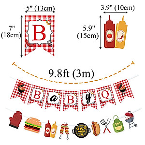 Uniwish Baby Q Banner for Baby Shower Birthday Party Decorations Summer BBQ Barbecue Picnic Party Supplies Photo Backdrop