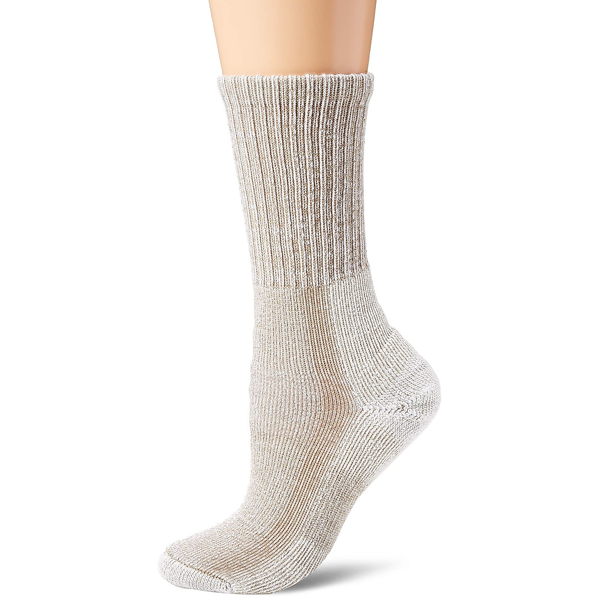 Thorlos Women's LTHW Light Hiking Thick Padded Crew Sock, Khaki, Medium