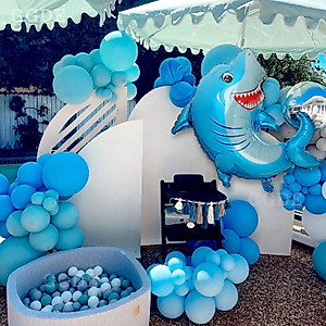 2 PCS Shark Balloons 1st Birthday Baby Shower Ocean Shark Theme Party Mylar Foil Shark Balloon Decor Supplies