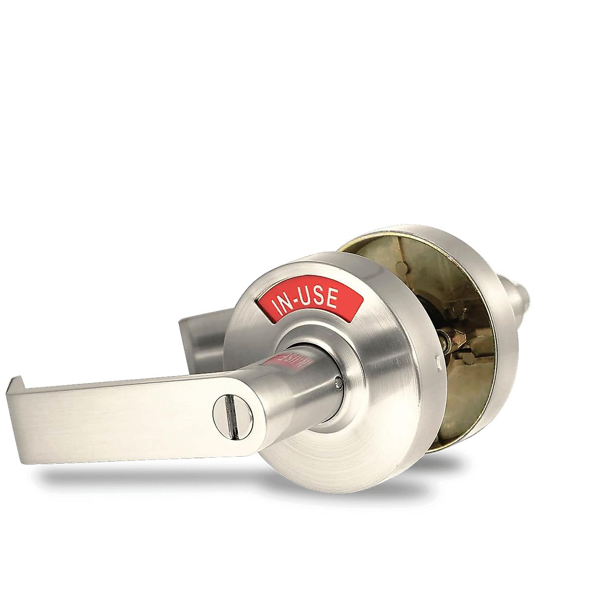 VIZILOK ADA Compliant, Single Egress Indicator Privacy Lock C5FN-L Durable ANSI Grade 2 Comp Commercial LeftHanded Non Reversible in-Use or Vacant Push Button Lever - Satin Nickel