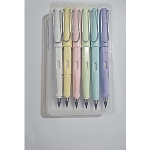 Forever store 6Pcs Everlasting Pencil, Inkless Pencil Eternal with 6pcs Replacement Nibs, Inkless Pen Unlimited Writing Pencil, Reusable Erasable Pencil for Student Artist, Kids Gifts (6pcs-A)