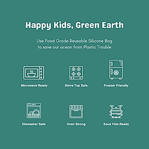 LILY & EDITH Dinosaur Silicone Reusable Snack Bags Dishwasher Microwave Freezer Safe, BPA Free, Leakproof Reusable Food Storage Bags, Plastic Free Snack Pouch, Accessory bag, Portable 400ml (Pink)