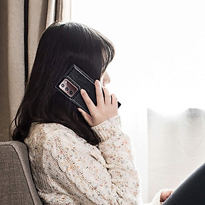 UEEBAI Case for Samsung Galaxy S21 Ultra 5G, Luxury PU Leather Case with [Two Magnetic Clasp] [Card Slots] Stand Function Durable Shockproof Soft TPU Case Back Wallet Cover for S21 Ultra 5G - Black