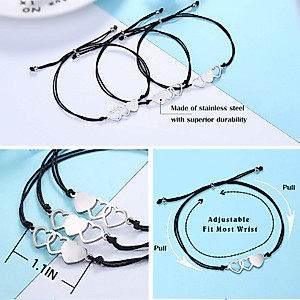 UNGENT THEM Cousin Gifts for Women, 3 Cousin Matching Heart Bracelets Birthday Christmas Gifts for Cousins Women