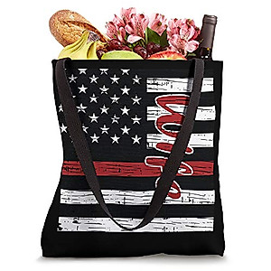 Wife USA Flag Black Thin Red Line Firefighter Fireman Tote Bag
