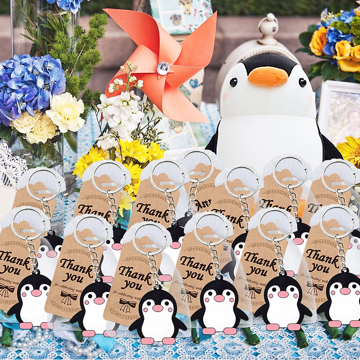 Elecrainbow 24 Pack Penguin Keyring Pack Party Favor for Penguin Lover, Guest Return Gift, Animal Themed Party, Baby Shower, Birthday