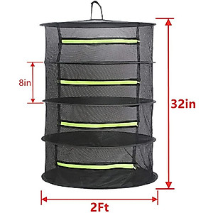Eamecl Drying Rack Plant Net Premium Mesh Tents Dryer kit Hanging Clothes Net Folding Nylon Netting Collapsible Mesh Food Dehydrator Receive Storage Carrying Bag 4-Layer 2ft