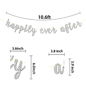Silver Happily Ever After Banner,Wedding Sign,Engagement, Bridal Shower, Wedding, Bachelorette Party Decoration