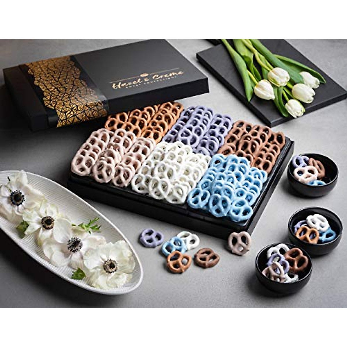 Yogurt Pretzels Gift Box - Gourmet Pretzels - Chocolate Covered Pretzels - Easter Food Gift Basket - Gourmet Assorted Flavors - Holiday, Thank You, Sympathy, Birthday Gift