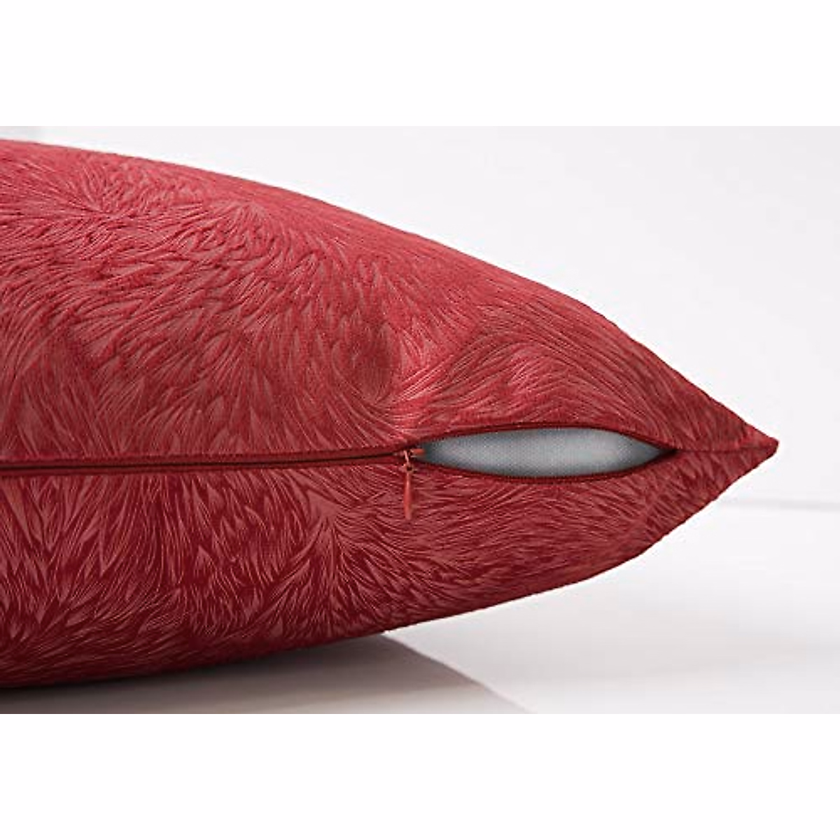 Monarch Specialties 9327, Set of 2, 18 X 18 Square, Insert Included, Decorative Throw, Accent, Sofa, Couch, Bedroom, Polyester, Hypoallergenic, Red Pillow 18"X 18" Feathered Velvet 2Pcs, 2 Count