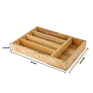 Alpha Living Home Utensil Organizer for Kitchen Drawers, 5 Compartments Utensil Drawer Organizer, Wooden Silverware Tray for Drawer, Cutlery Organizer in Drawer