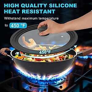 Universal Lid for Pots Pans and Skillets, Pan lid Fit 7", 8", 9",10", 11", 12" Cookware, Pan Lid with Tempered Glass and Silicone Edging, Pot Lid for Skillets, Frying Pans, CrockPot (2 Pack)