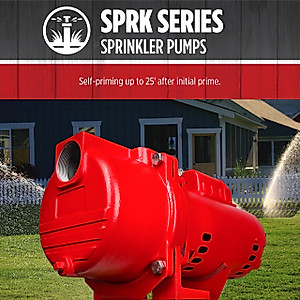 Red Lion RL-SPRK-200-BR, 230 Volt, 2HP, 77 GPH, Sprinkler/Irrigation Pump with Brass Impeller, Red, 97102002