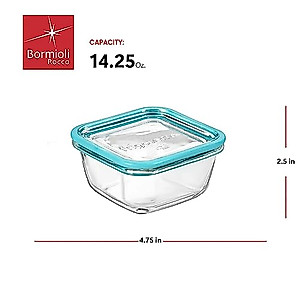 Bormioli Rocco Frigoverre Future 14.25 oz. Square Food Storage Container, Made From Durable Glass, Dishwasher Safe, Made In Italy.