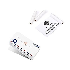 Phomemo M04AS Mini Printer with 110mm White Adhesive Paper Bundle