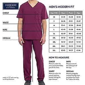 Cherokee iFlex Men Scrubs Pant Tapered Leg Drawstring Cargo CK006, M, Black